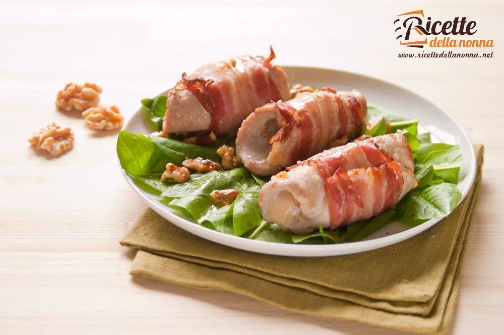 Involtini di lonza con pancetta, pere e noci | Ricette della Nonna