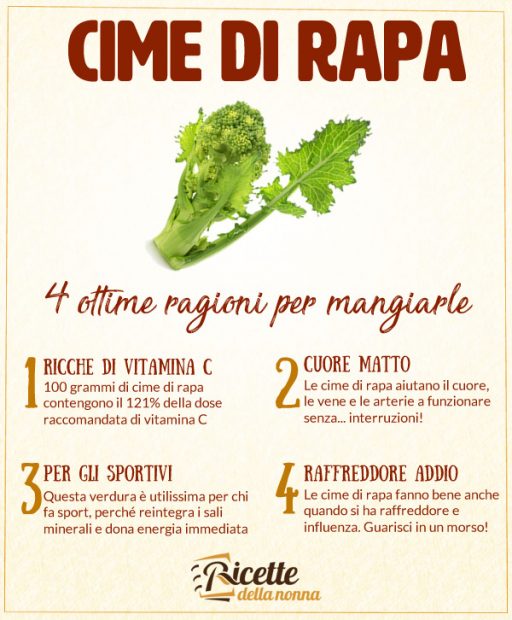 Cime di rapa: proprietà, benefici e controindicazioni | Ricette della Nonna